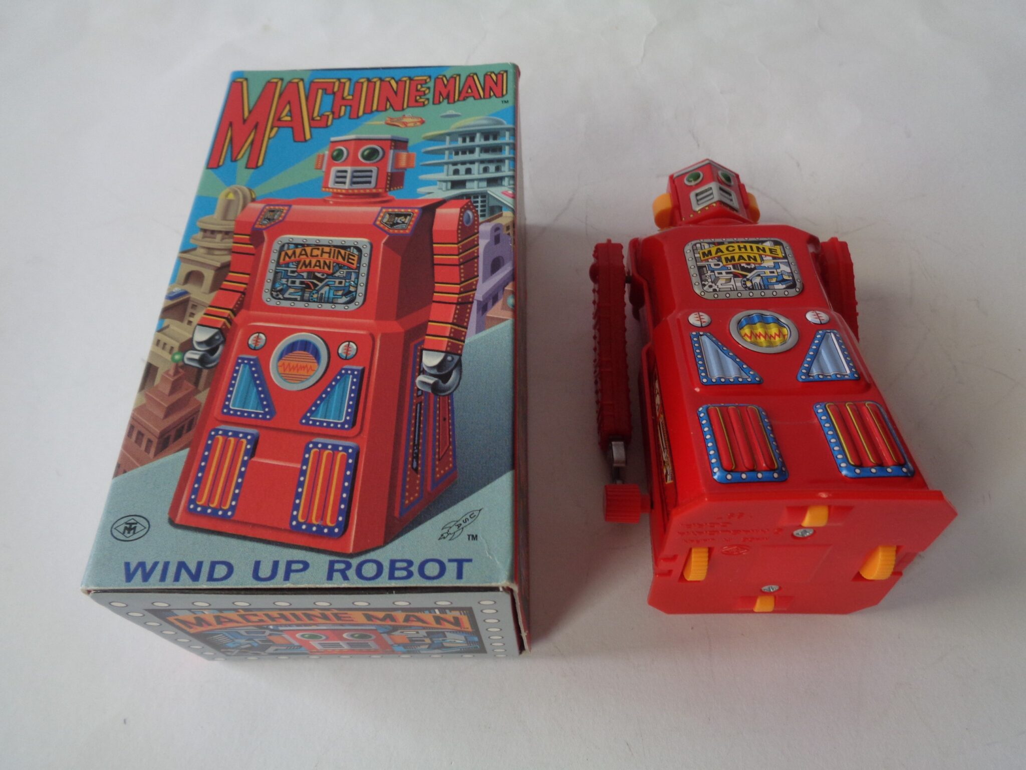 Masudaya / Rocket USA Machine Man Robot with Box (wind-up) - Toy Paradise