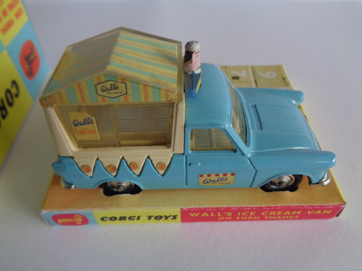 Corgi Toys 447 Wall's Ice Cream Van on Ford Thames with replica Box ...