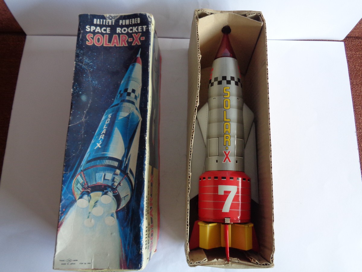 T.N. Solar-X Space Rocket with Box (battery-operated) - Toy Paradise